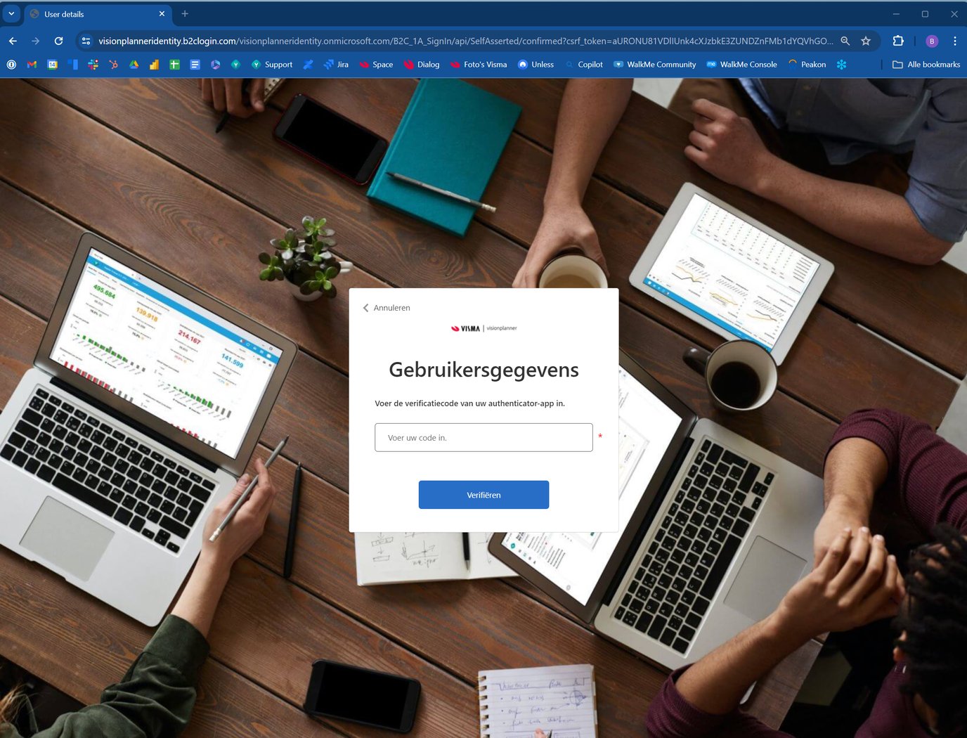 Inloggen in Visionplanner met multi-factor authenticatie